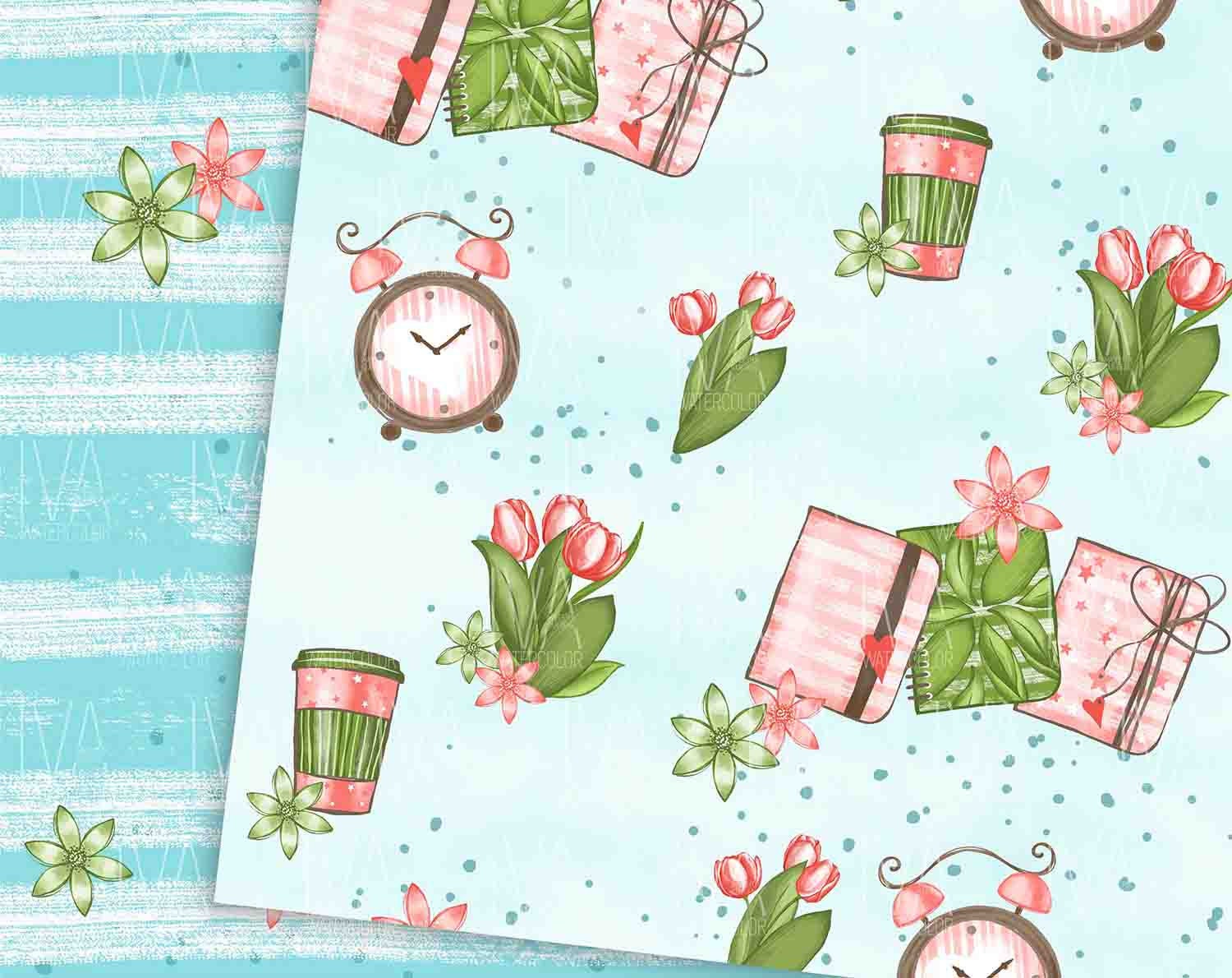 Spring Background Digital Paper, Tulip Flower Wallpaper, Floral ...