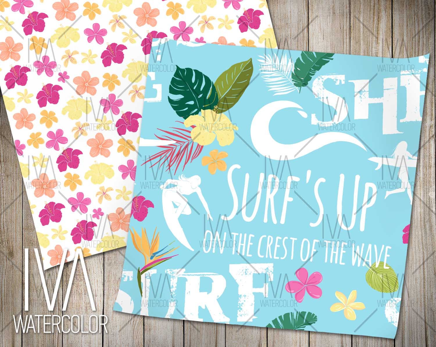 Summer Surfing Digital Paper Summer Digital Paper for - Etsy