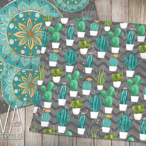 Cactus Seamless Pattern, Digital Paper, Succulent Botanical Planner ...