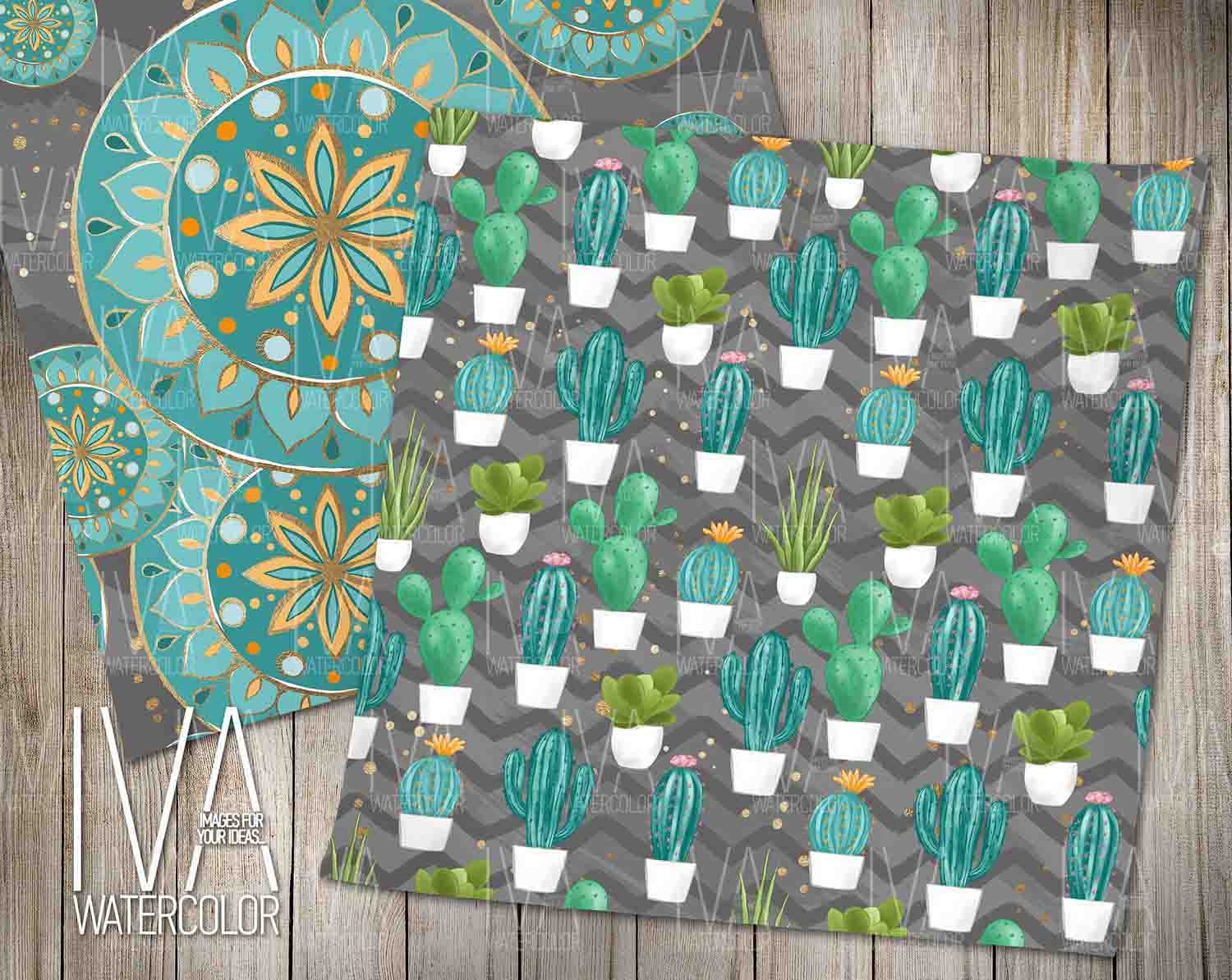 Cactus Seamless Pattern, Digital Paper, Succulent Botanical Planner ...
