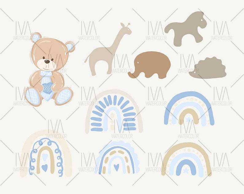 Baby Boy Digital Paper & Clipart Bundle, Kid Toys Digital Seamless ...