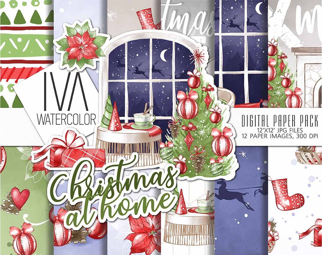 Christmas Digital Paper Pack, Xmas Patterns, Seamless Winter Digital ...