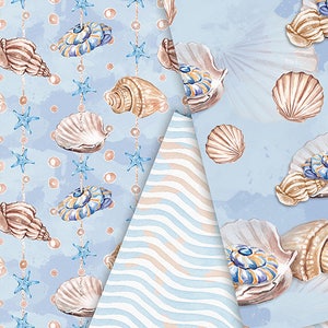 Nautical Summer Watercolor Textures Digital Sea Seamless Pattern Paper ...