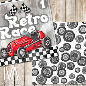 Race Car Seamless Digital Paper, Scrapbooking Pages Instant Download ...