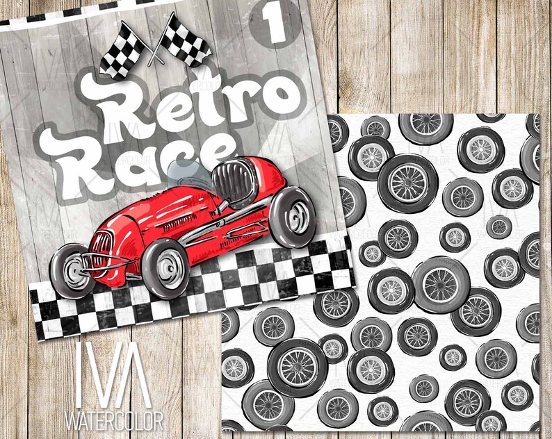 Race Car Seamless Digital Paper, Scrapbooking Pages Instant Download ...