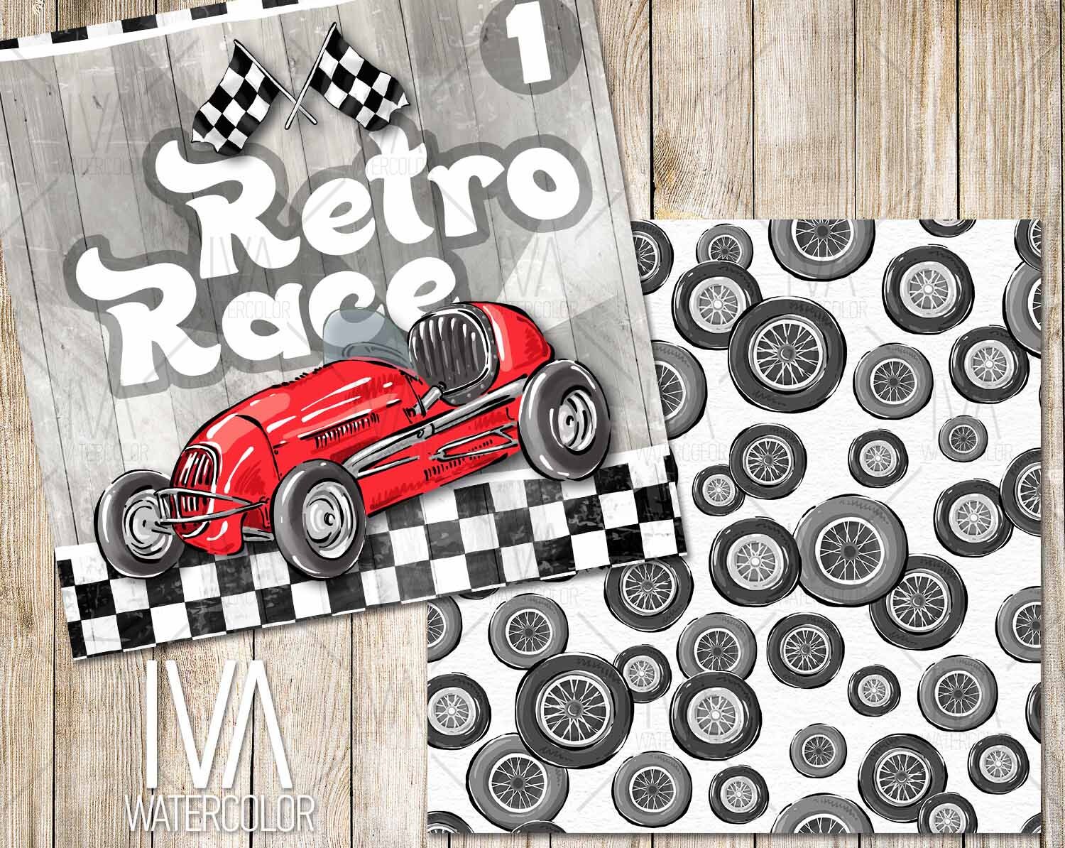 Race Car Seamless Digital Paper, Scrapbooking Pages Instant Download ...