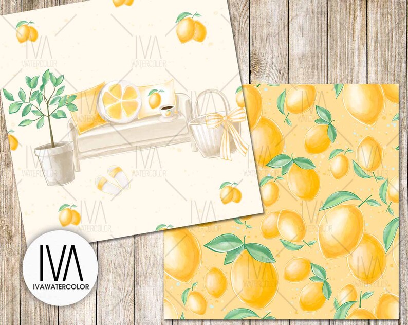 Lemon Seamless Pattern, Yellow Digital Paper Lemon Tree, Scrapbook ...