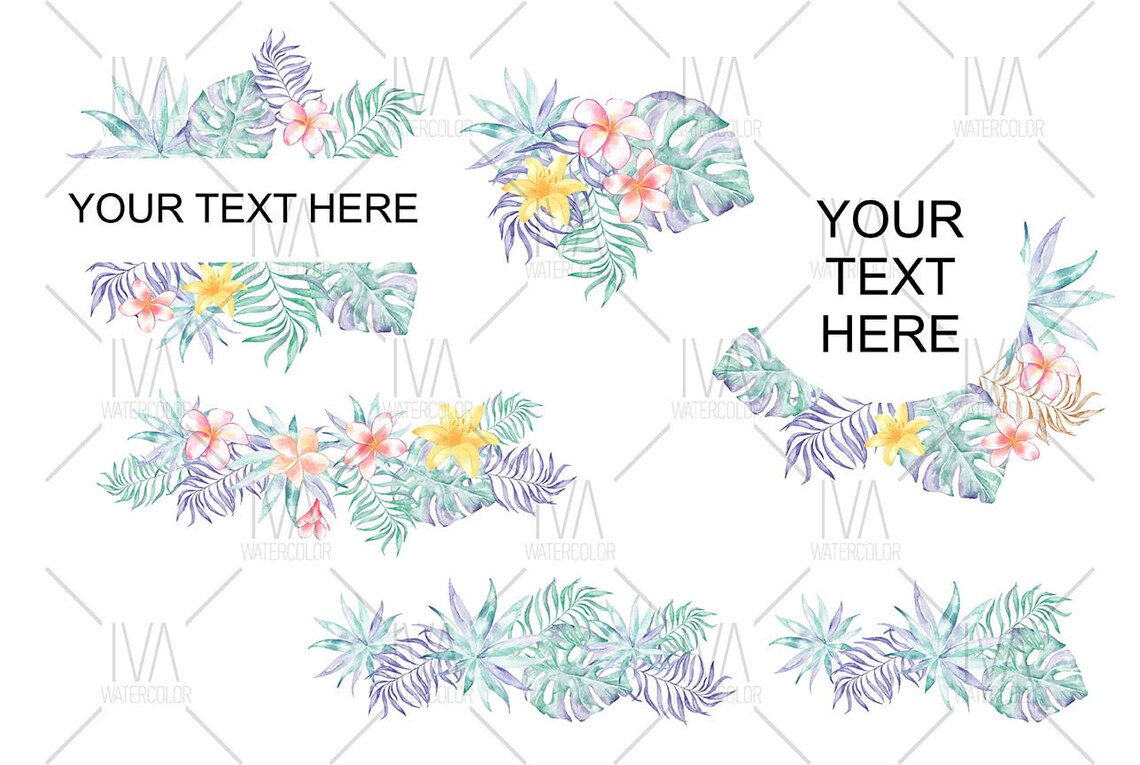 Flamingo Summer Clipart Tropical Set Flamingo and Leaf - Etsy