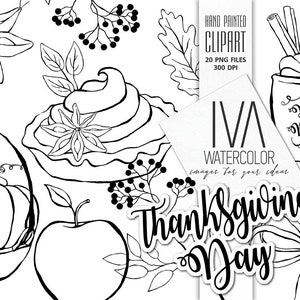Thanksgiving Line PNG - Outline Fall Clipart, Thanksgiving Clipart ...