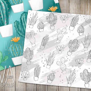 Cactus Seamless Pattern, Digital Paper, Succulent Botanical Planner ...