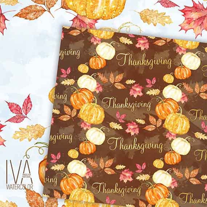 Thanksgiving Digital Paper Pack, Fall Decoration Paper Pack, Autumn ...