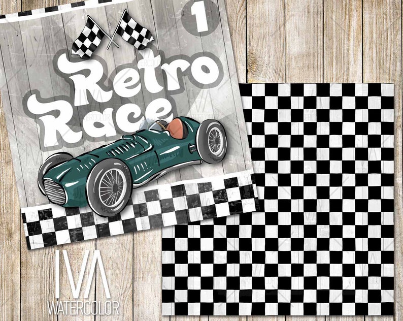 Race Car Seamless Digital Paper, Scrapbooking Pages Instant Download ...