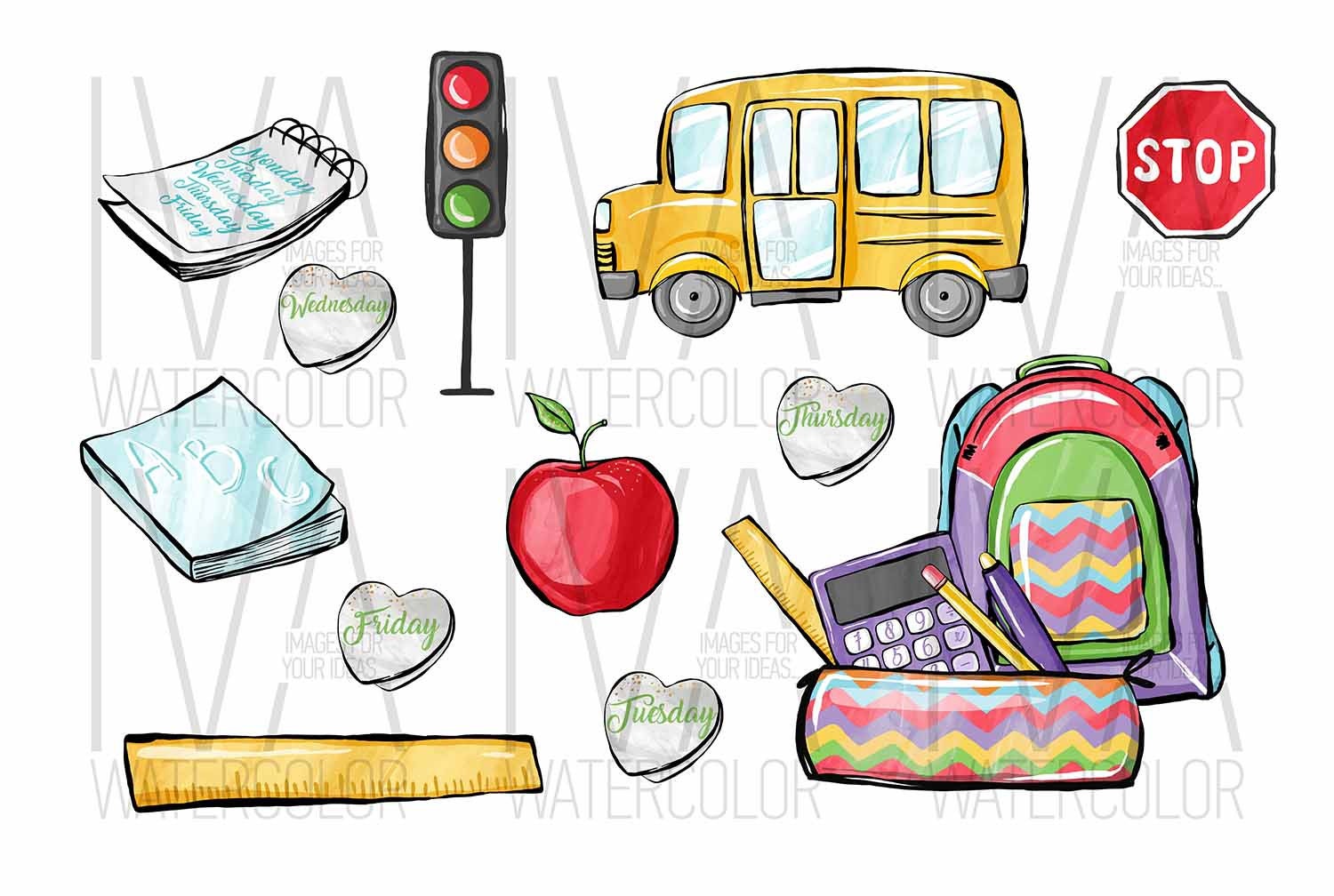 Back to School Clipart, School Bus Clipart, School Bag Clipart, School ...