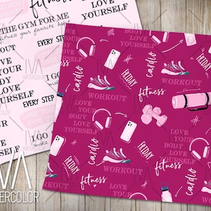 Fitness Seamless Pattern, Yoga, Pilates, GYM Digital Paper, Fitness ...