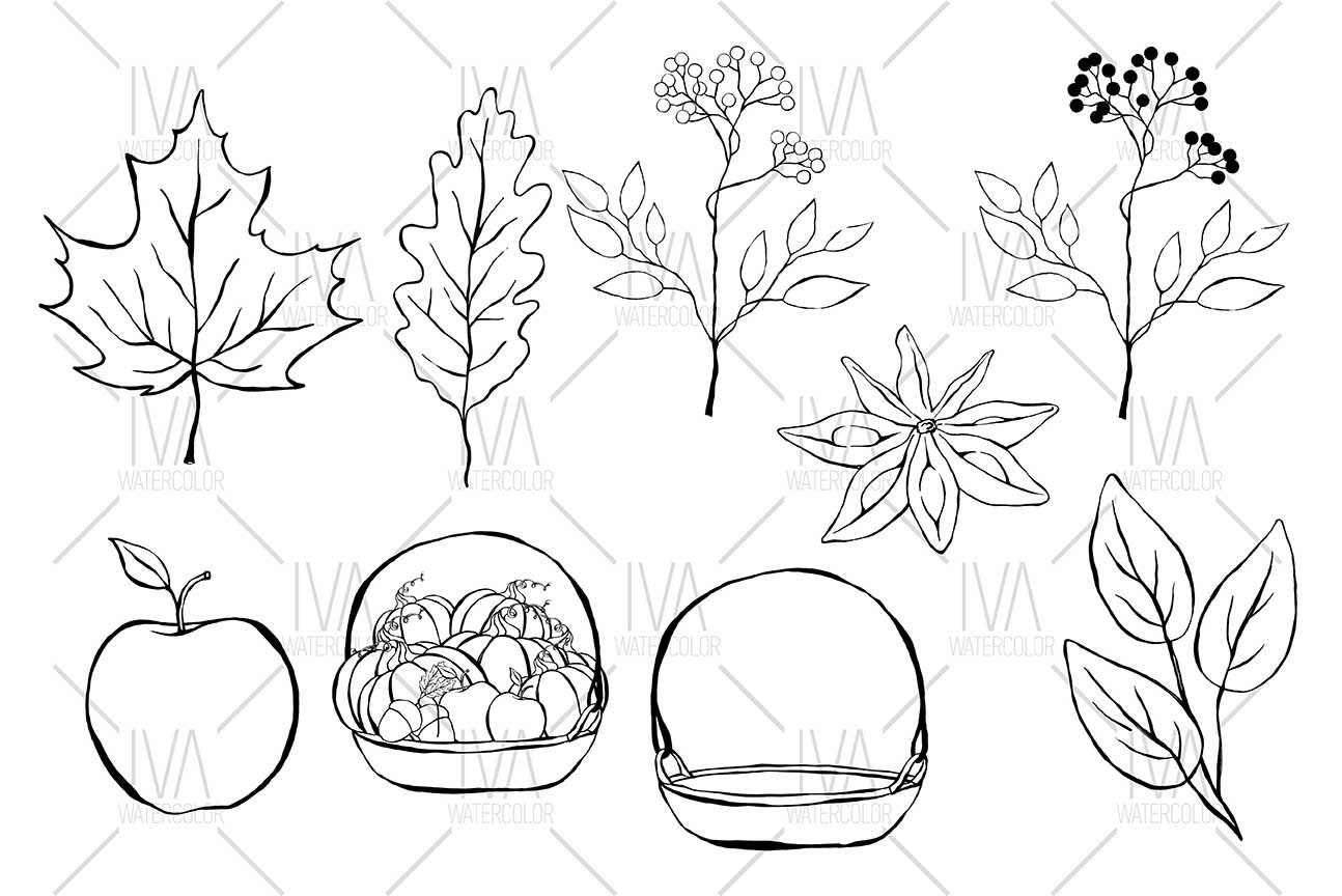 Thanksgiving Line PNG - Outline Fall Clipart, Thanksgiving Clipart ...