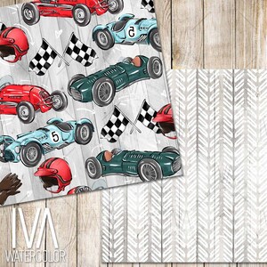 Race Car Seamless Digital Paper, Scrapbooking Pages Instant Download ...