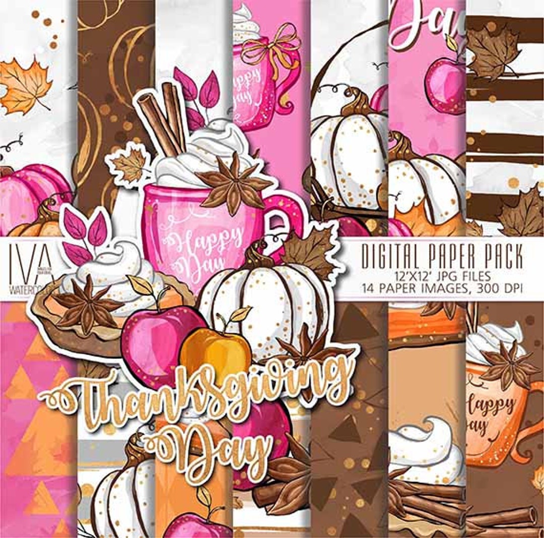 Thanksgiving Paper Pack, Fall Paper Pack, Autumn Digital Paper, for ...