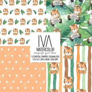 Jungle Safari Digital Paper - Charming Tiger Patterns for DIY Children ...