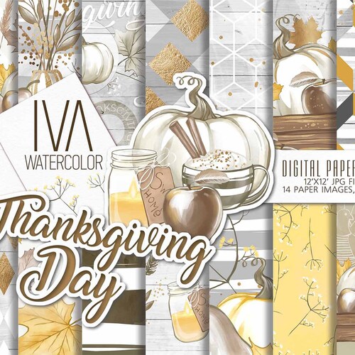 Pumpkin Latte Digital Paper Pack Thanksgiving Clipart Autumn - Etsy