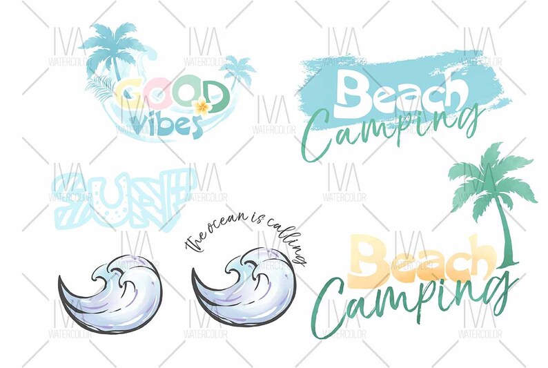 Summer Clipart Beach Camping Clipart Sea Surf Surfing - Etsy
