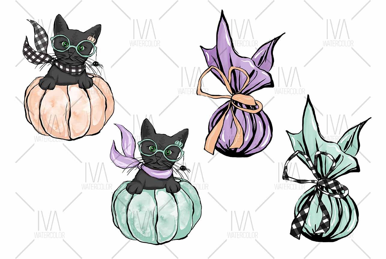 Halloween Clipart, Halloween Scrapbook, Hat, Black Cat Clipart ...