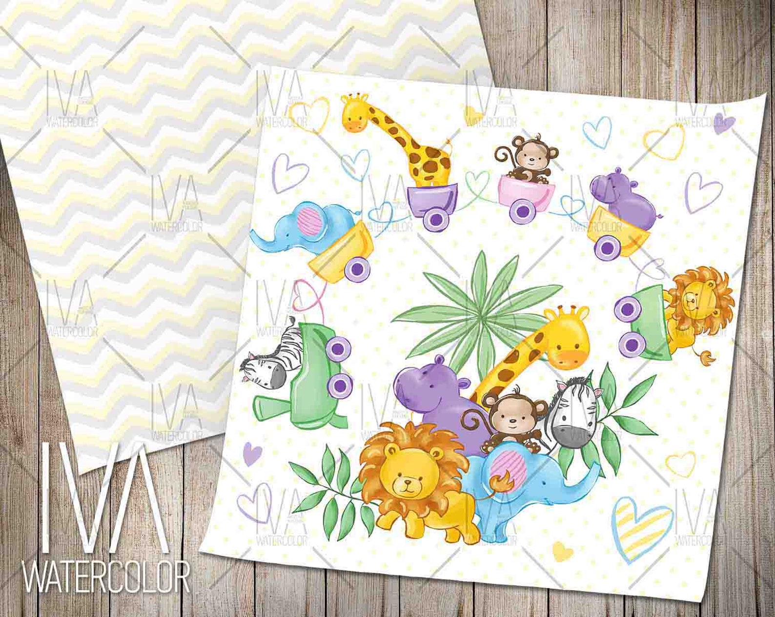 Animals Baby Digital Paper, Jungle Animals, Scrapbook, Lion Zebra ...