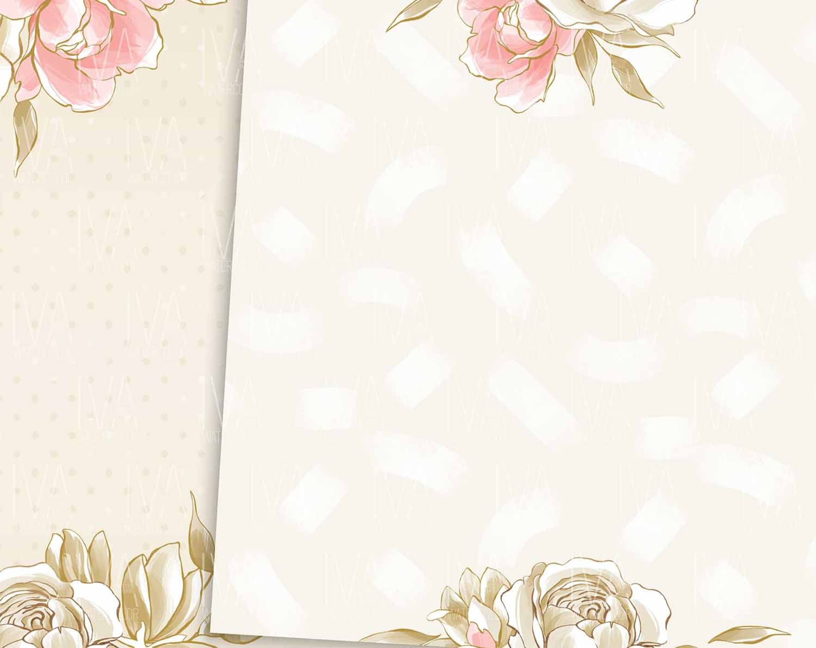 Wedding Digital Paper, Floral Digital Paper Pack, Romantic Flowers ...