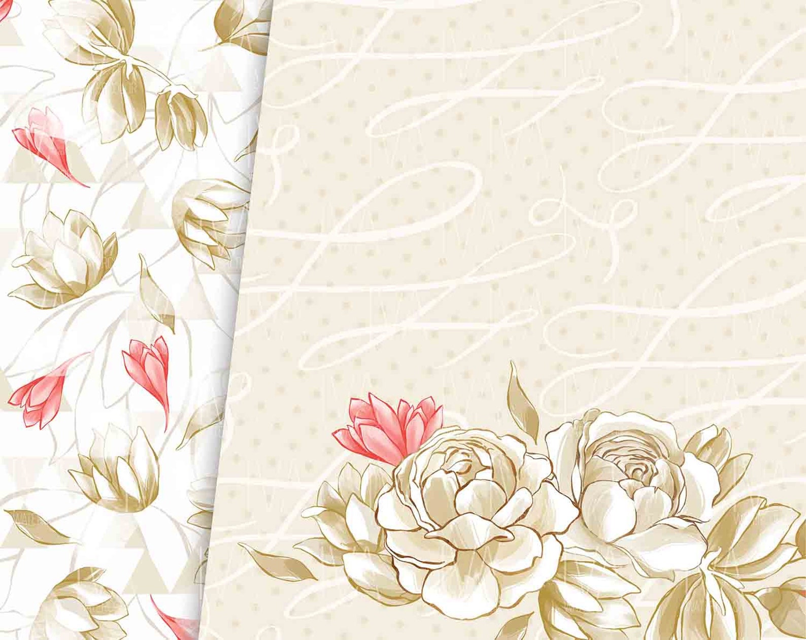 Wedding Digital Paper, Floral Digital Paper Pack, Romantic Flowers ...