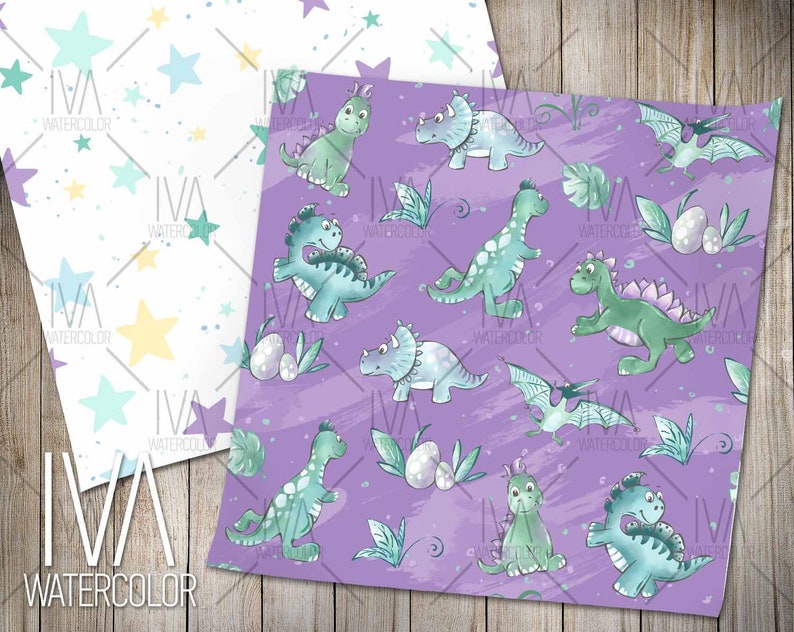Dinosaurs Kids Digital Paper Rainbow Seamless Pattern - Etsy
