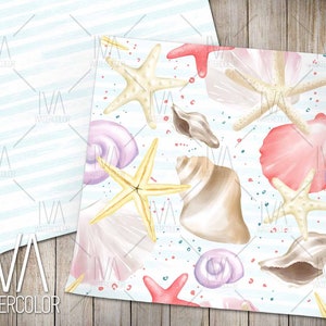 Sea Nautical Summer Digital Paper Pack, Sea Wedding Digital Paper Pack ...