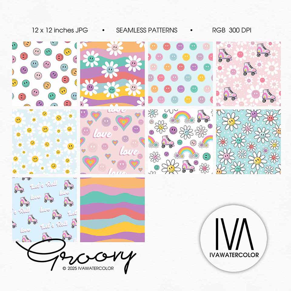 Smiley Face Seamless Pattern Groovy Seamless Digital Paper Smiling ...