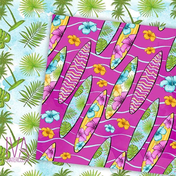 Summer Digital Paper Beach Digital Paper Surfer Girl - Etsy