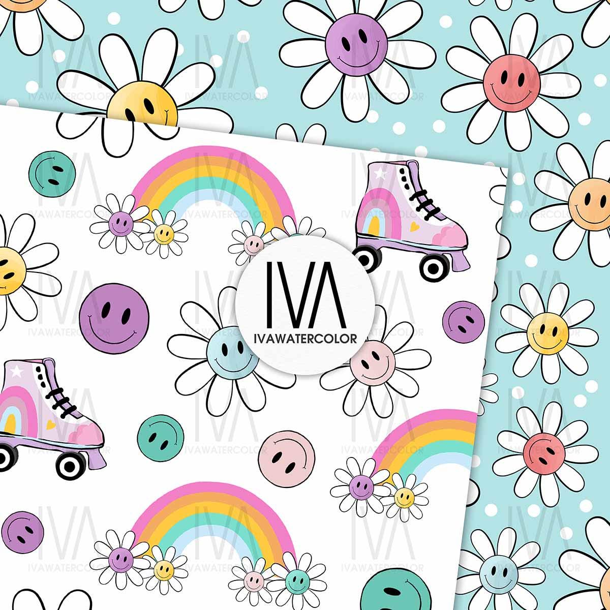 Smiley Face Seamless Pattern Groovy Seamless Digital Paper Smiling ...
