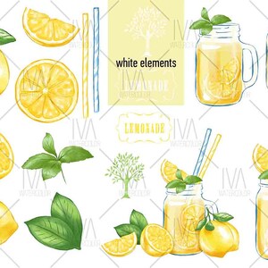 Lemon Clipart, Lemonade Cocktail, Summer Clipart, Yellow Green Clipart ...