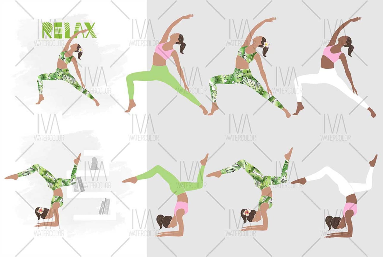 Yoga Clipart Pilates Patterns Digital Planner Stickers - Etsy