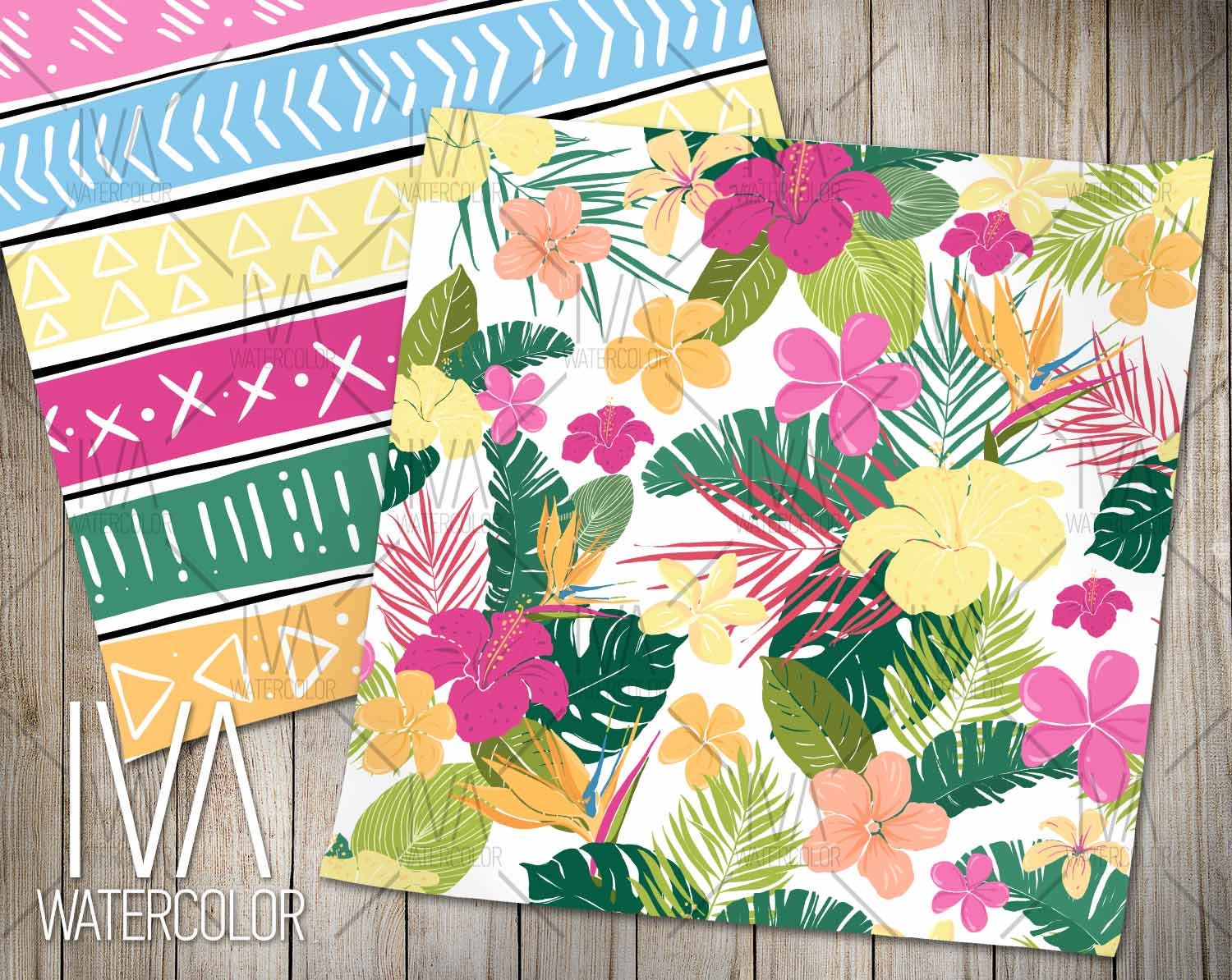 Summer Surfing Digital Paper, Summer Digital Paper, for Printing on ...