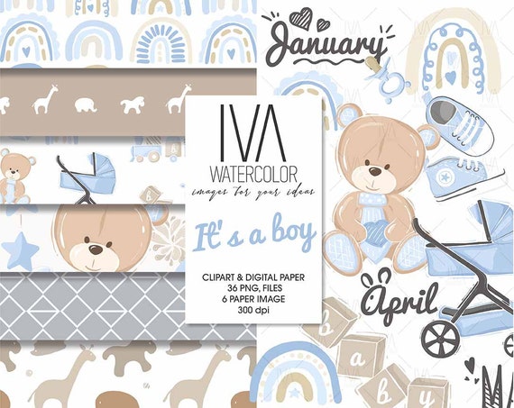 Baby Boy Digital Paper & Clipart Bundle Toys Digital Seamless | Etsy