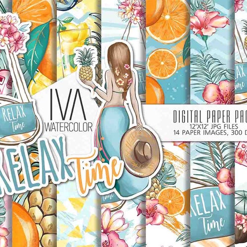 Summer Paper Pack Beach Pattern Sea Seamless Patterns - Etsy