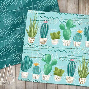 Cactus Seamless Pattern, Digital Paper, Succulent Botanical Planner ...