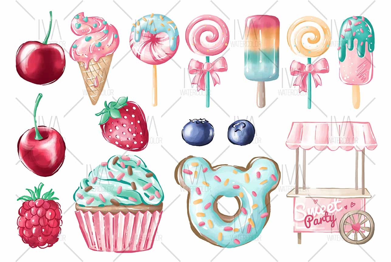 Sweet Birthday Party Patterns Lollipop Clipart Printable - Etsy