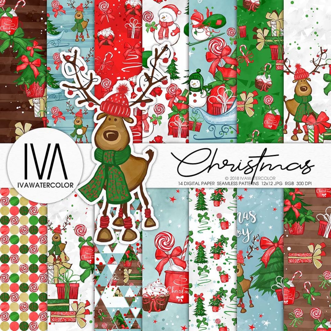 Christmas Seamless Pattern Design, Digital Paper, Christmas Tree ...