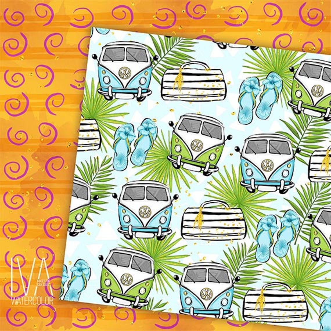 Summer Digital Paper Beach Digital Paper Surfer Girl | Etsy
