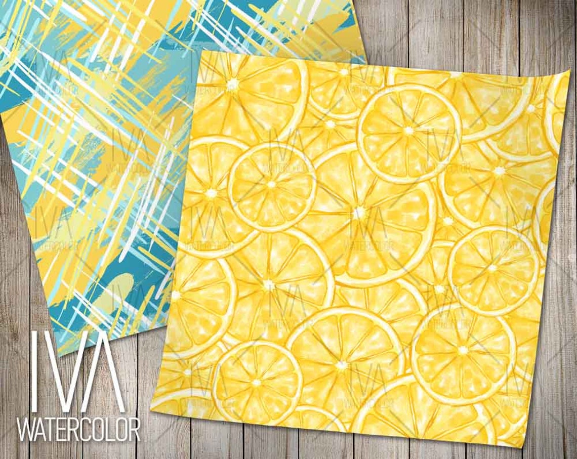 Lemon Digital Paper Lemonade Cocktail Summer Yellow Green - Etsy
