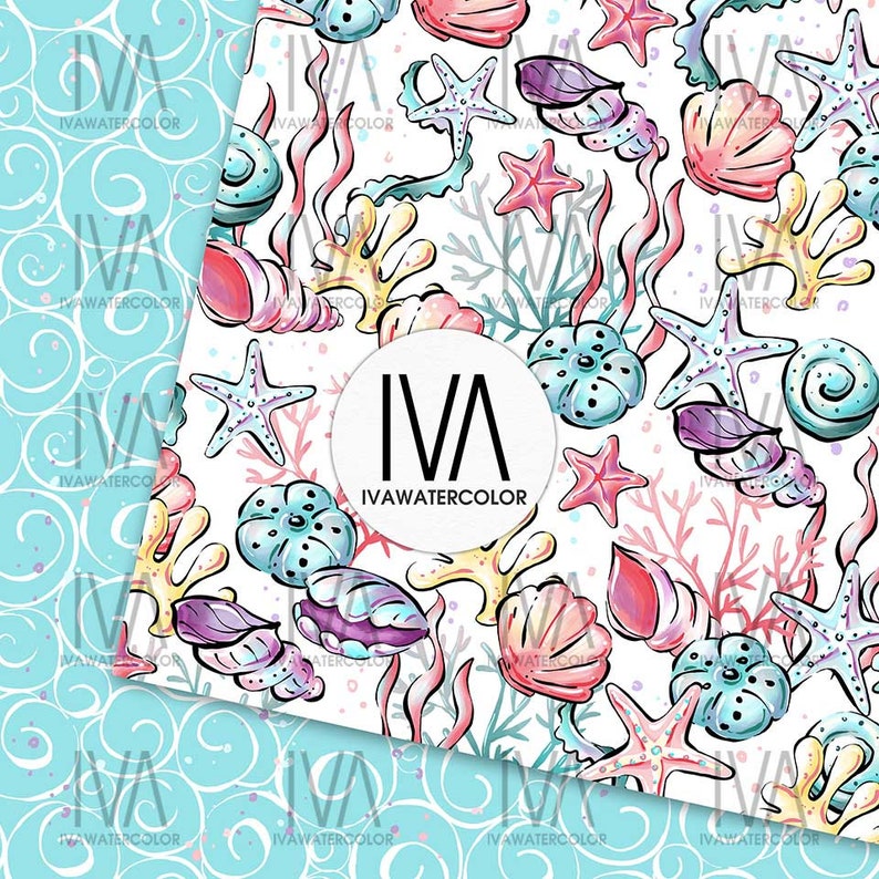 Mermaid Digital Paper, Seamless Pattern, Mermaid Background, Digital ...