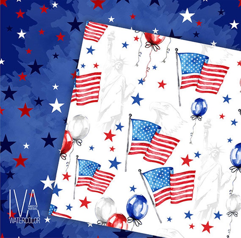 4th of July Digital Paper Pack, 4th of July Decor, USA Independence Day ...