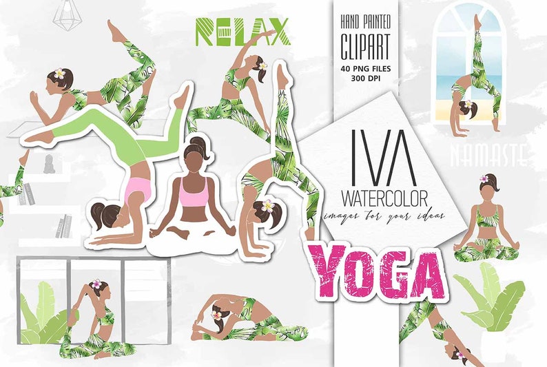 Yoga Clipart Pilates Patterns Digital Planner Stickers - Etsy