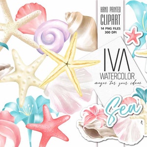 Sea Nautical Summer Clipart PNG Printable, Sea Wedding Clipart, Marine ...