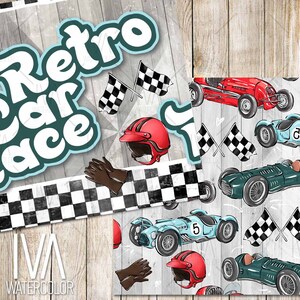Race Car Seamless Digital Paper, Scrapbooking Pages Instant Download ...