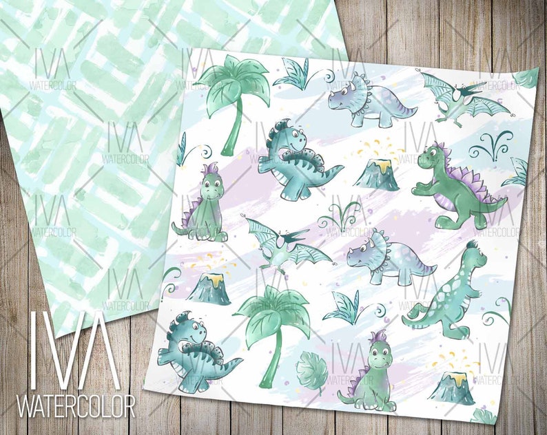 Dinosaurs Kids Digital Paper Rainbow Seamless Pattern - Etsy