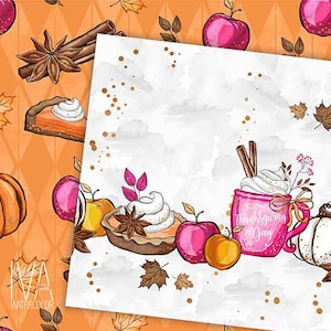 Thanksgiving Paper Pack, Fall Paper Pack, Autumn Digital Paper, for ...